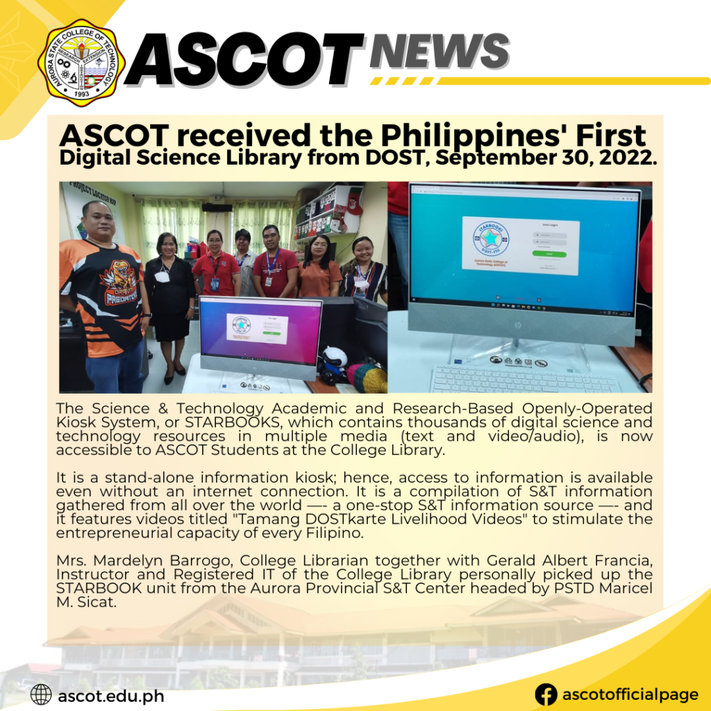 ASCOT received the Philippines' First Digital Science Library from DOST ...