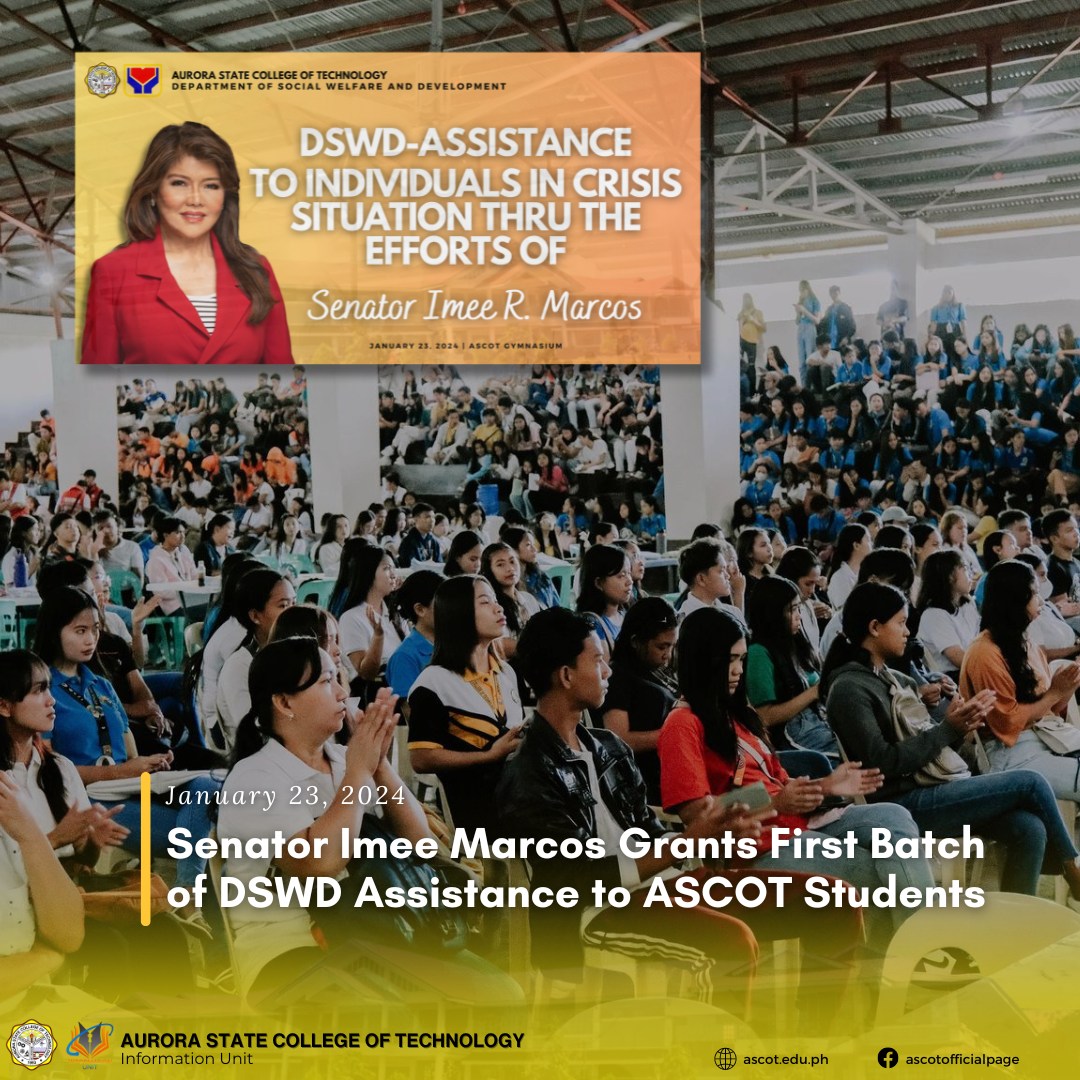 Senator Imee Marcos Grants First Batch of DSWD Assistance to ASCOT ...