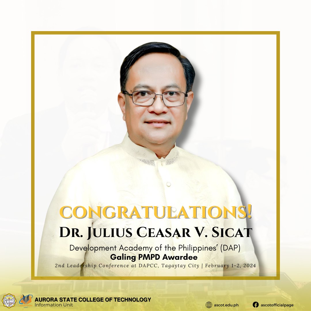Congratulations, Dr. Julius Caesar V. Sicat! - Aurora State College of Technology