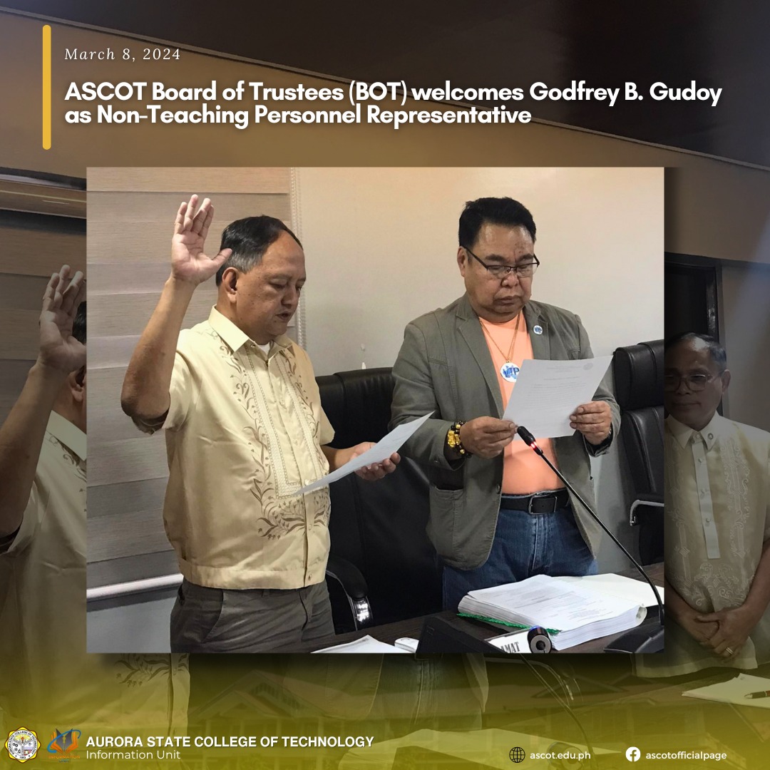 ASCOT Board of Trustees welcomes Godfrey B. Gudoy as Non-Teaching ...