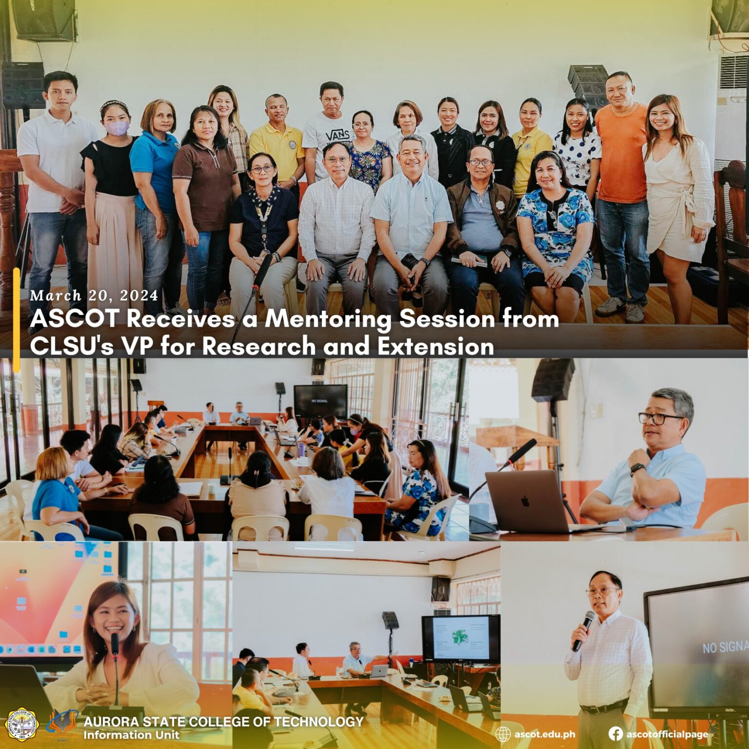 ASCOT Receives a Mentoring Session from CLSU's VP for Research and Extension - Aurora State ...