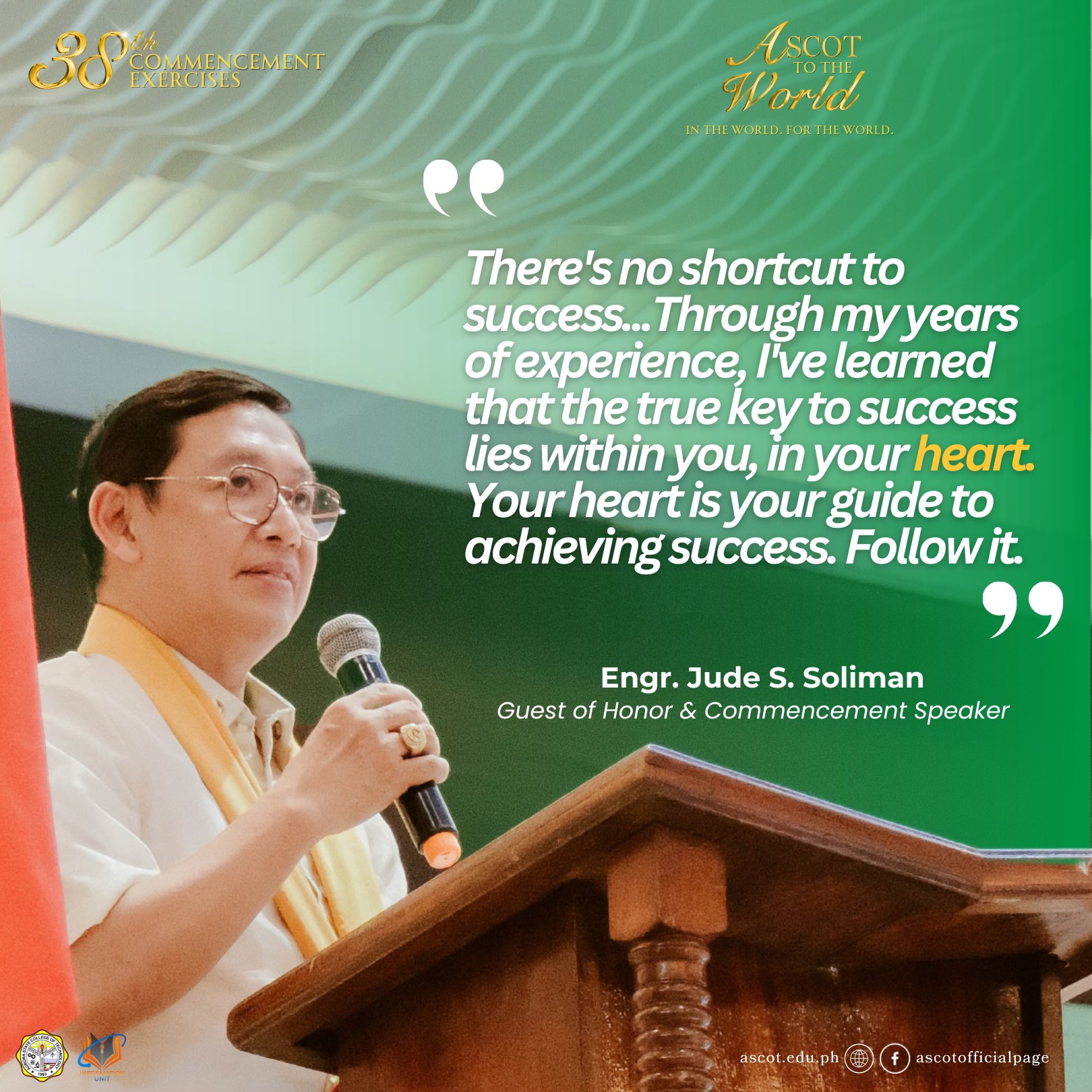 Engr. Eric Jude S. Soliman's Inspiring Address at ASCOT's 38th ...